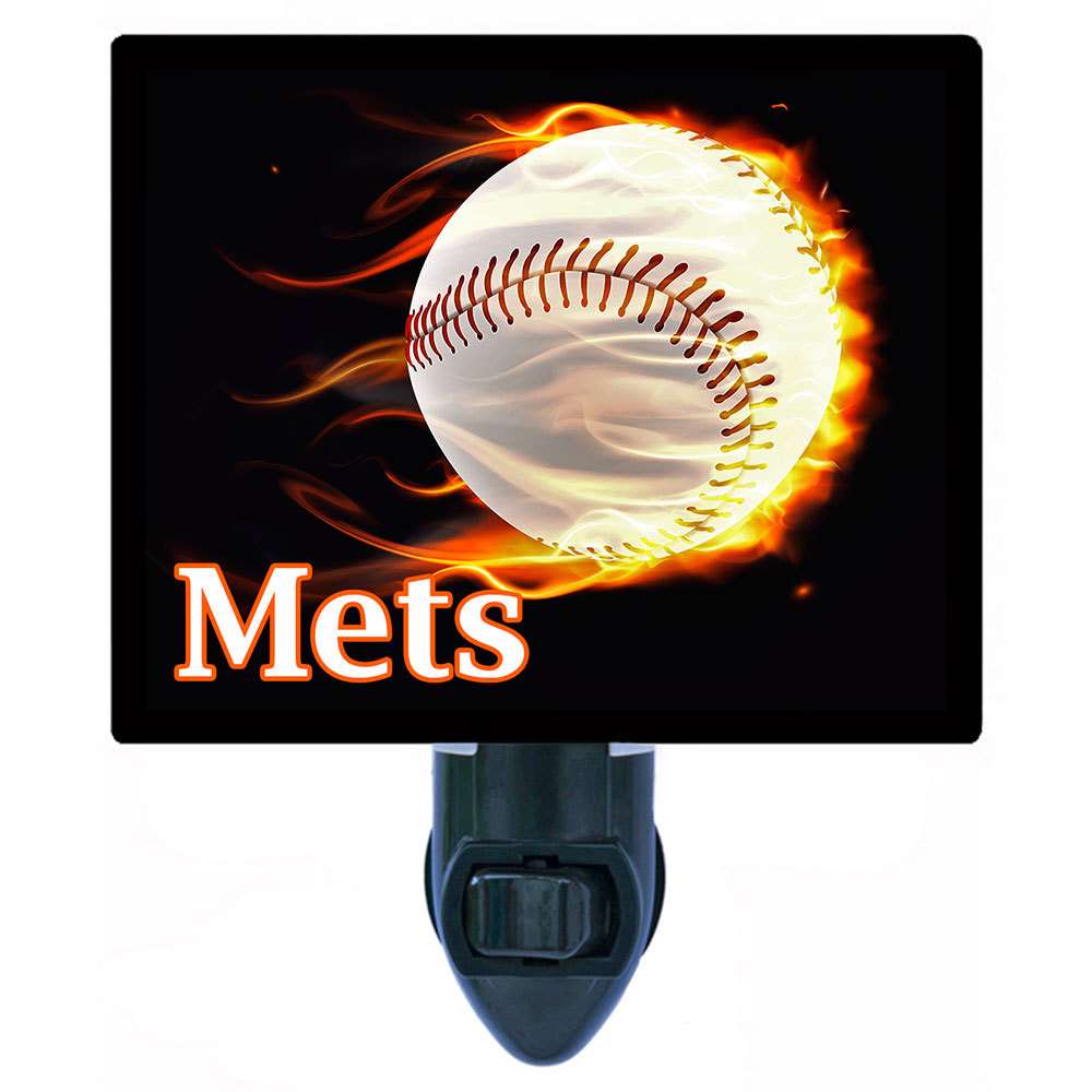 Flaming Baseball Mets - Night Light Designs