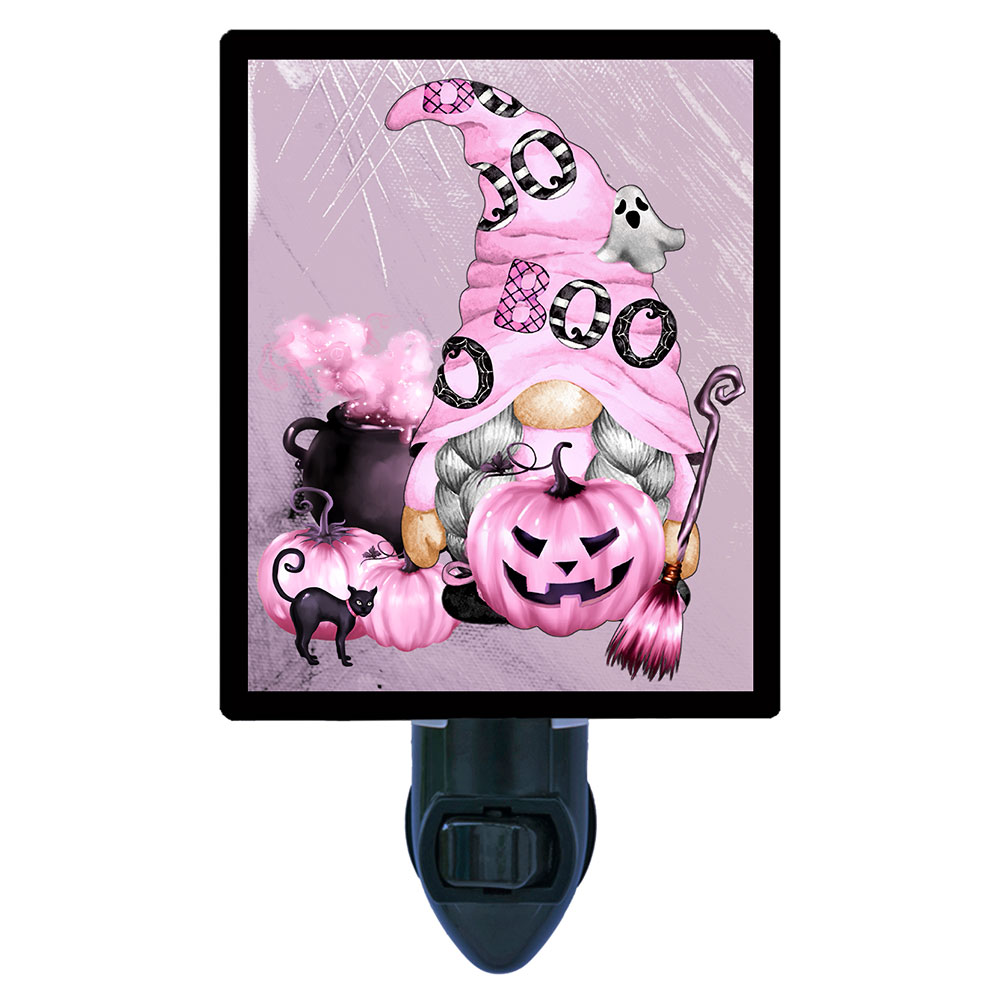 Pink Halloween Gnome Night Light Designs