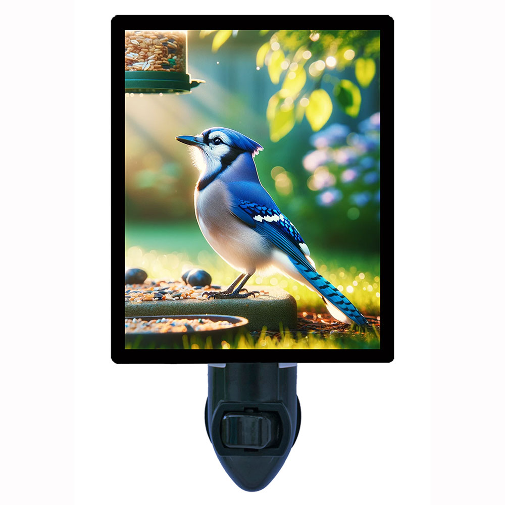 Blue Jay at Feeder - Night Light Designs